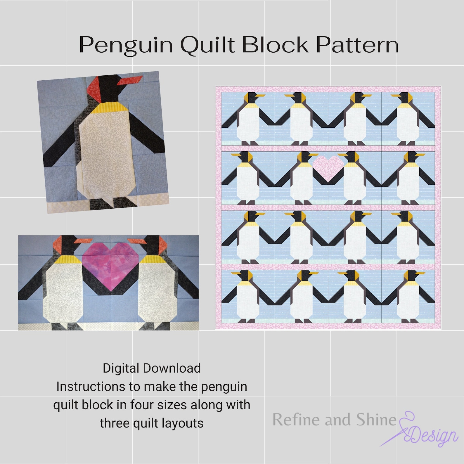 Penguin Quilt Block Pdf Pattern - Etsy