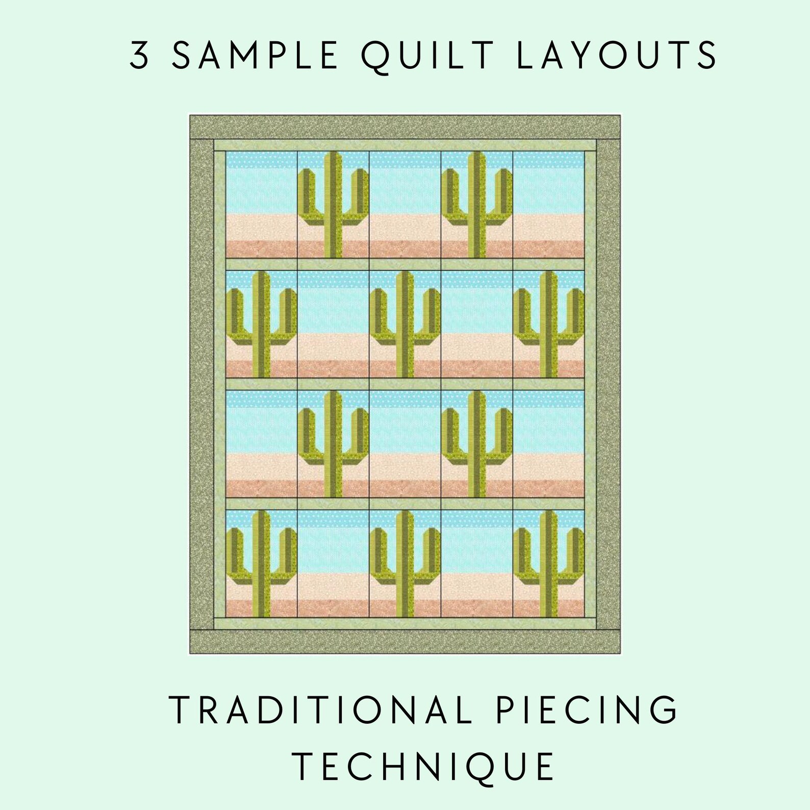 Desert Saguaro Cactus Quilt Block Pdf Pattern - Etsy
