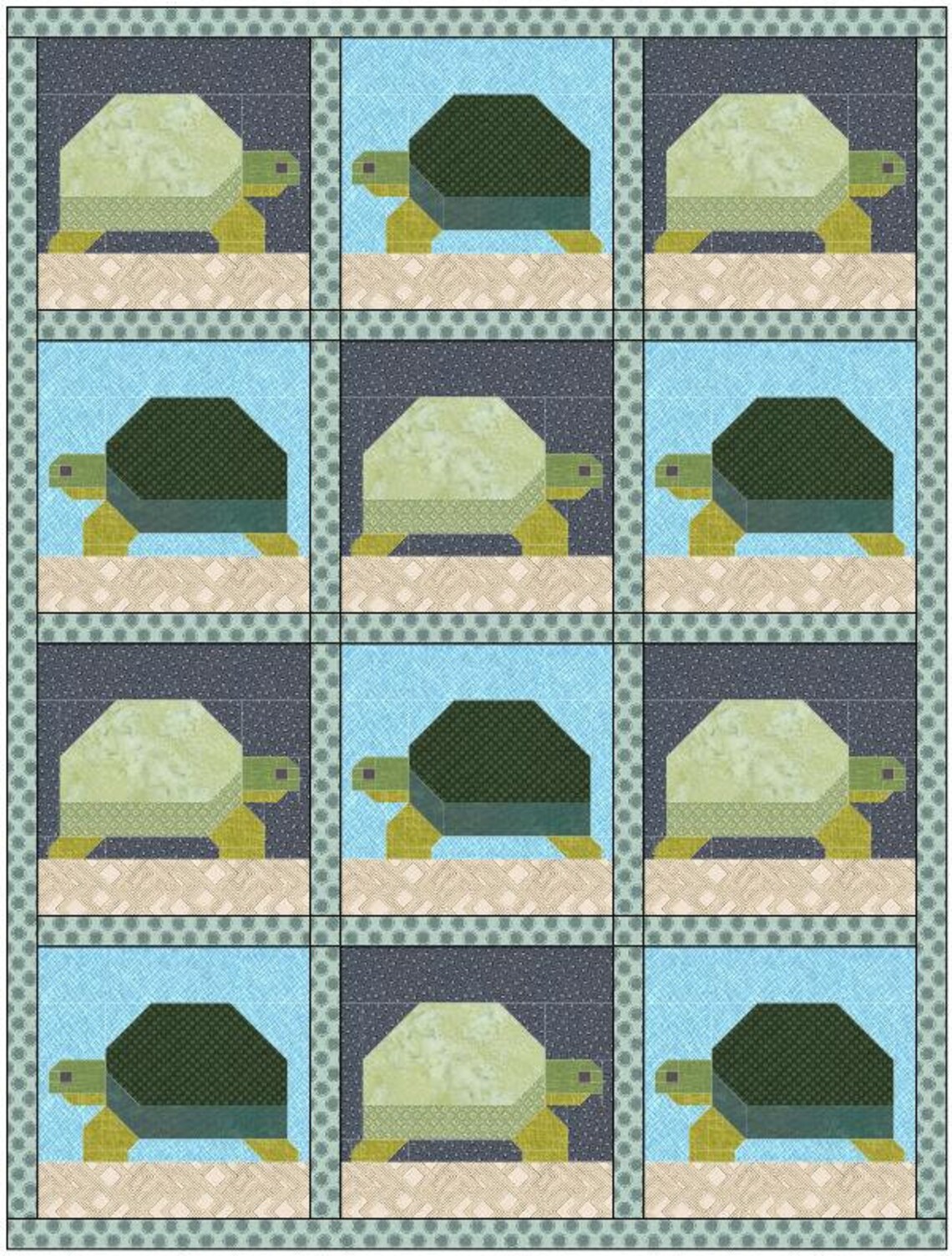 Tortoise Turtle Quilt Block Pdf Pattern - Etsy Canada