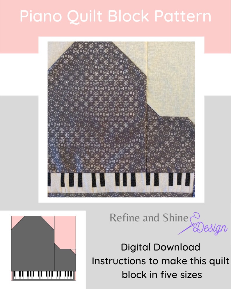Piano Keyboard Quilt Block PDF Pattern | Etsy