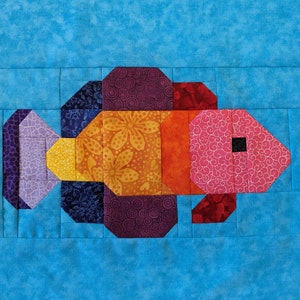 Rainbow Fish Quilt Block Pdf Pattern - Etsy