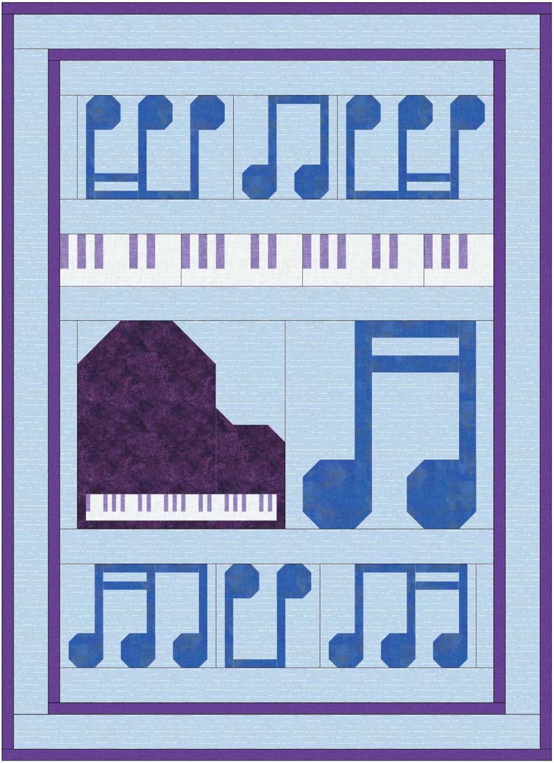 Piano and Music Note Quilt Pattern Pack - Etsy