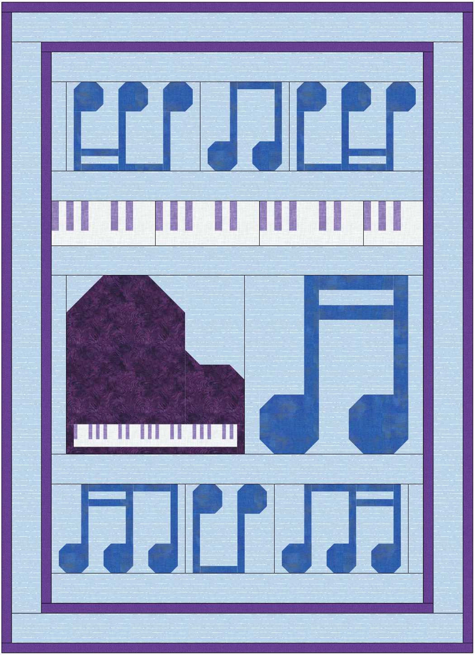 Piano and Music Note Quilt Pattern Pack - Etsy