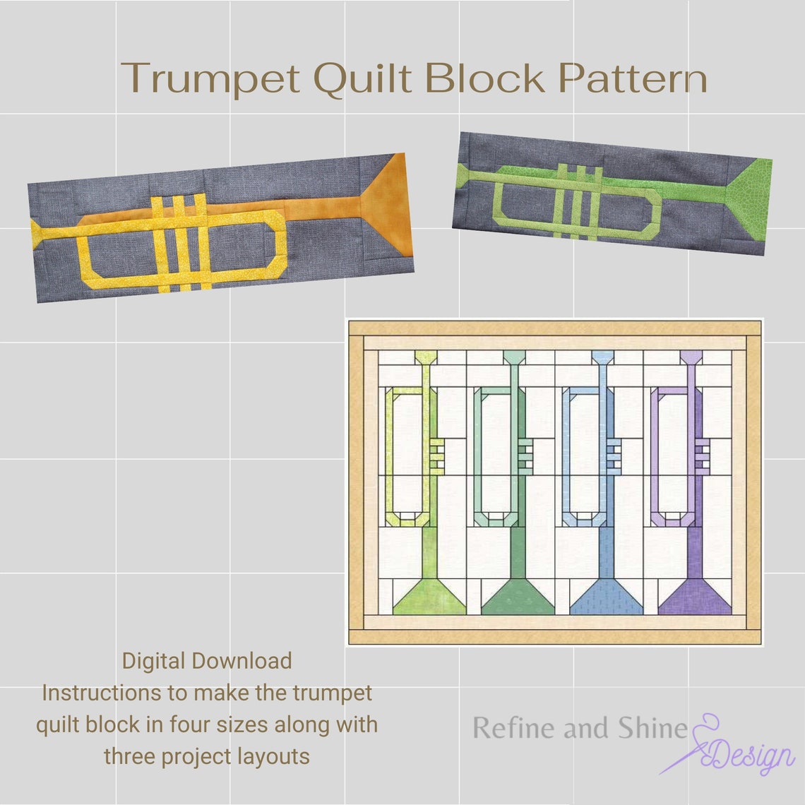 Trumpet Quilt Block PDF Pattern | Etsy