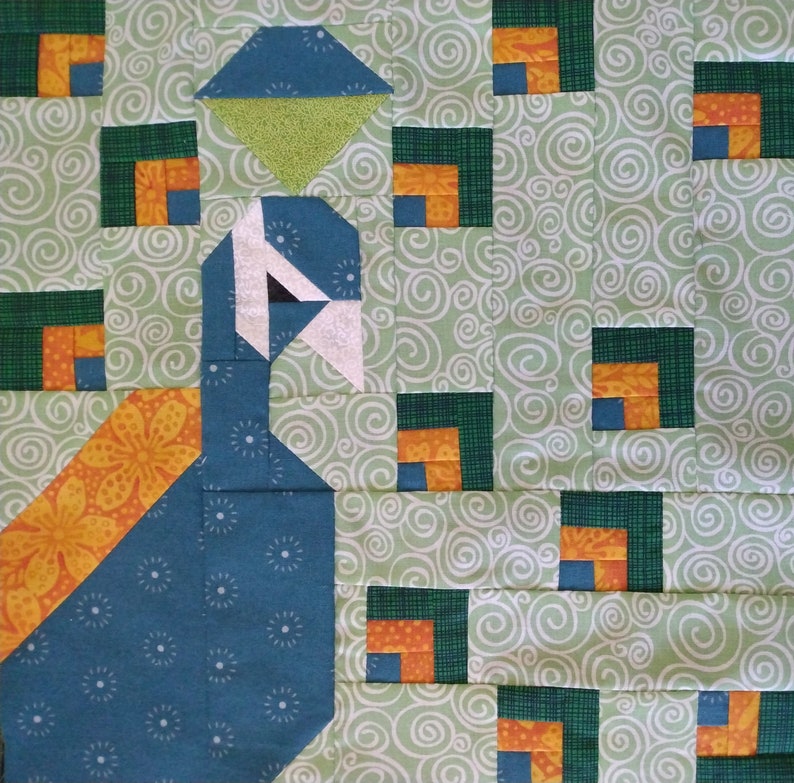 Peacock Quilt Block Pdf Pattern - Etsy