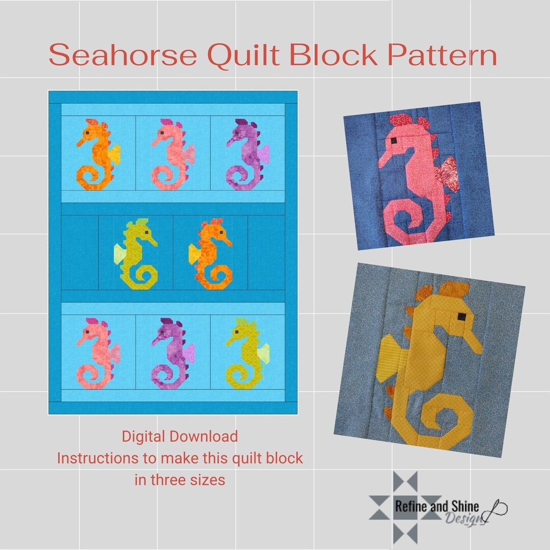 Seahorse Quilt Block Pdf Pattern - Etsy