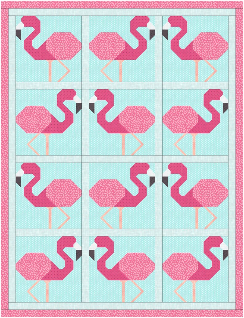 Flamingo Quilt Block Pdf Pattern - Etsy