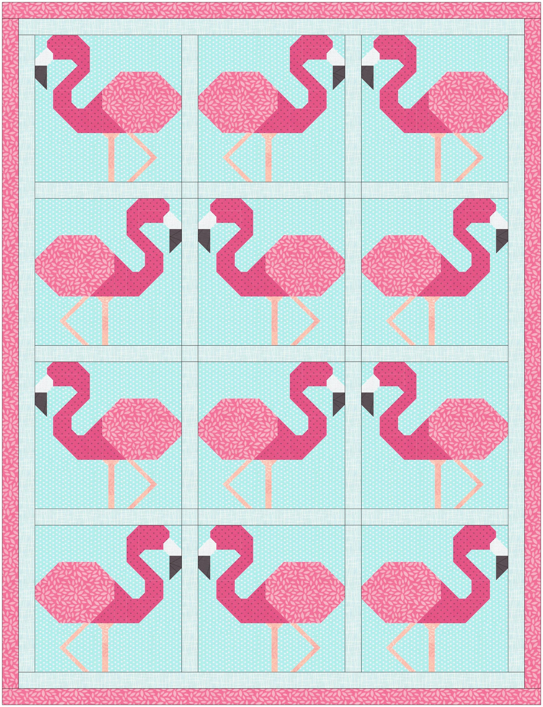 Flamingo Quilt Block Pdf Pattern - Etsy