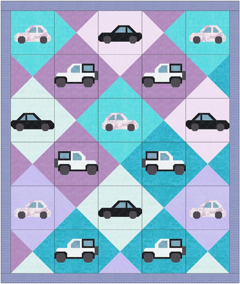 Automobile Quilt Block Pattern Pack. Instant Download of 5 Vehicle ...