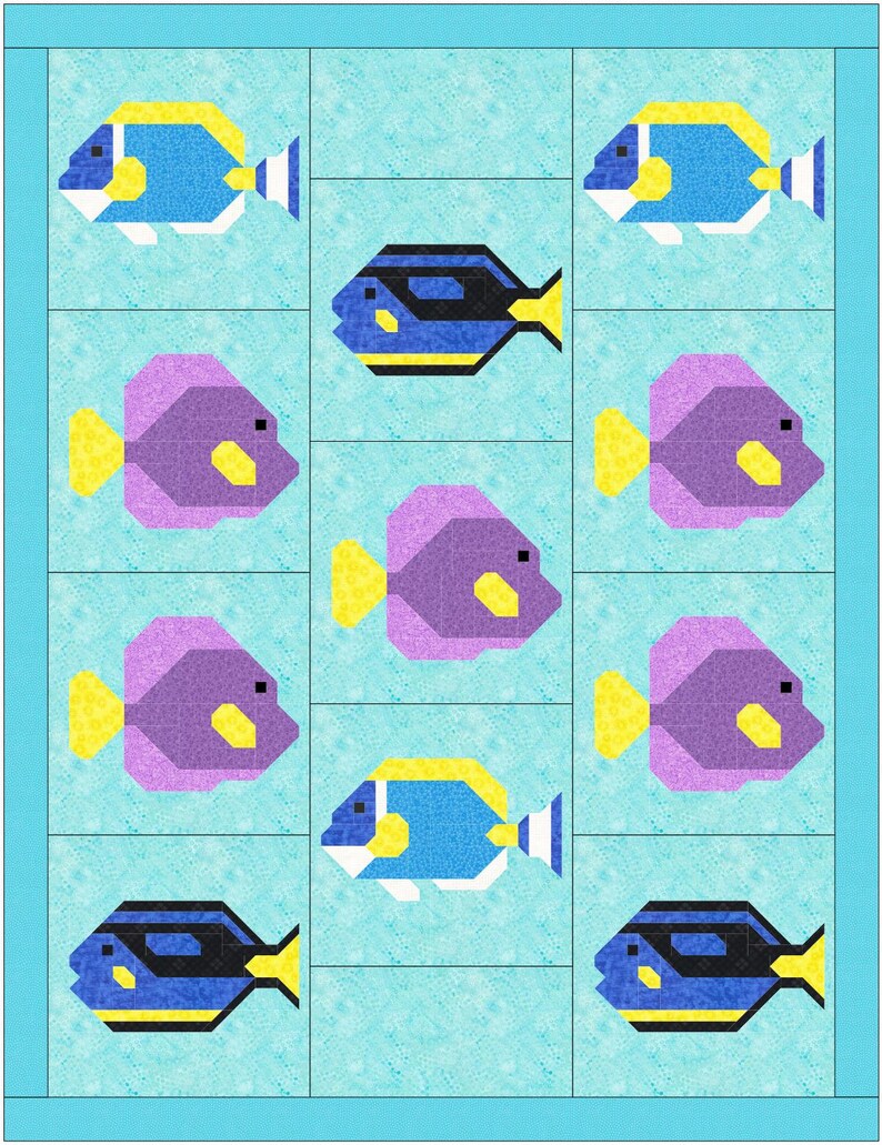 Sea Life Sampler Quilt Pattern Pack Pdf Set of 9 Fish and Ocean ...