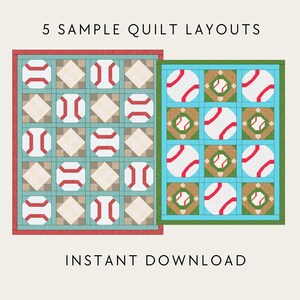 Baseball Fan Quilt Pattern Pack, Instant Download, Ball and Homerun ...