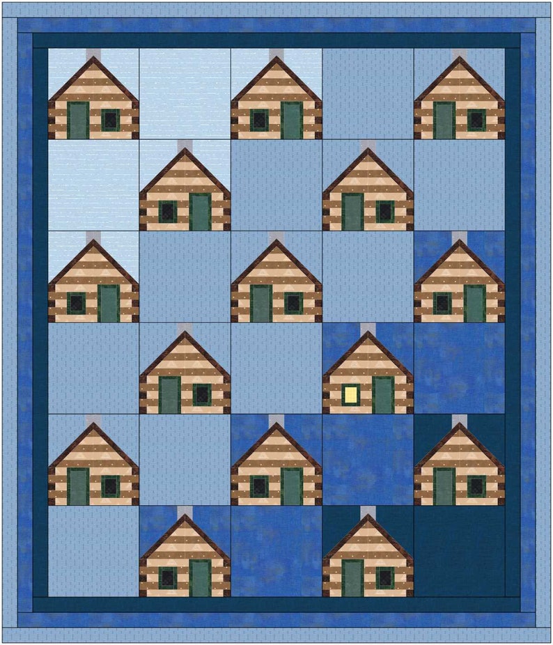 Log Cabin House Quilt Block PDF Pattern - Etsy