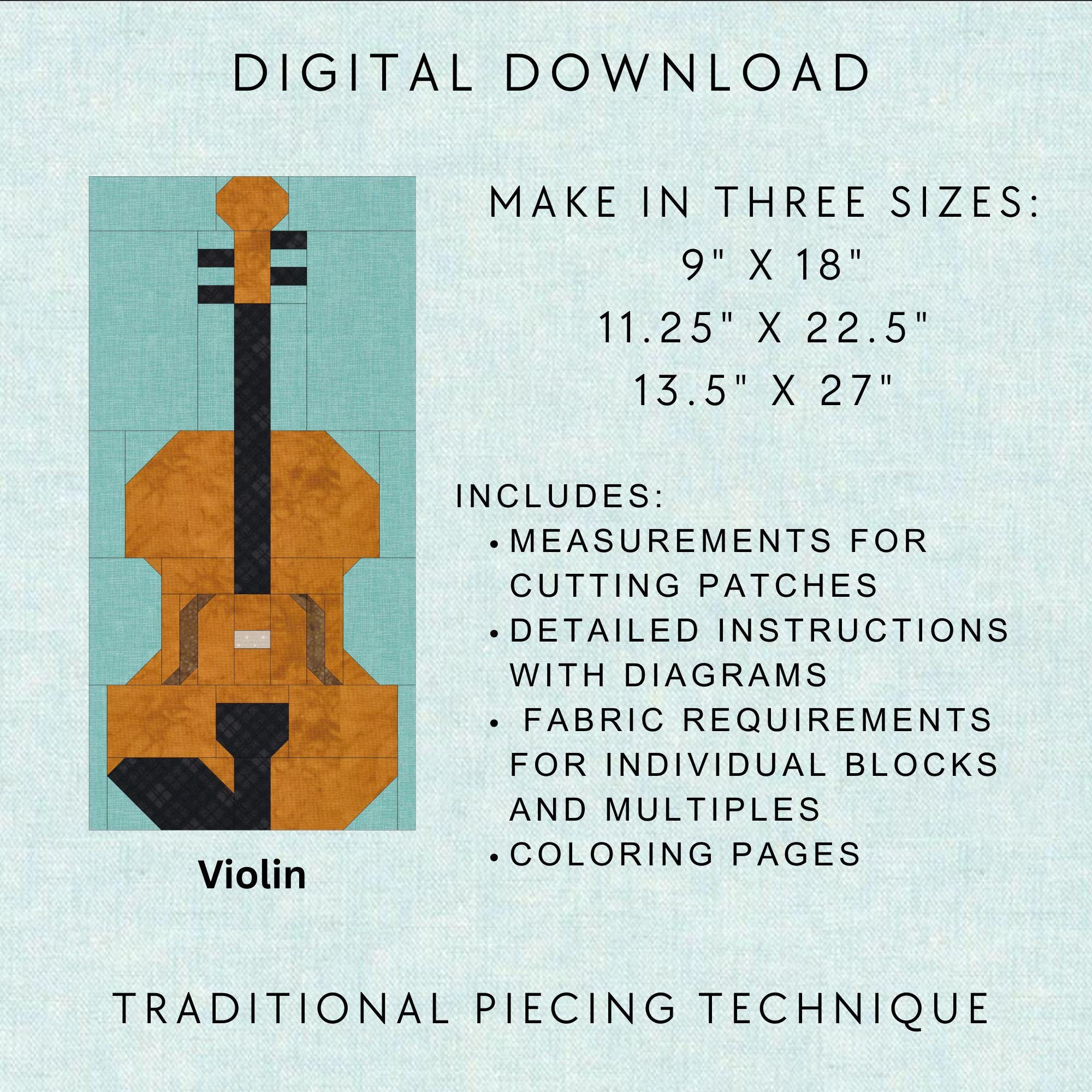 Violin & Cello Quilt Block PDF Pattern - Etsy