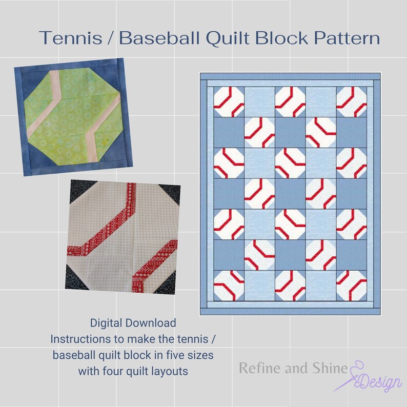 Baseball / Tennis Ball Quilt Block PDF Pattern - Etsy