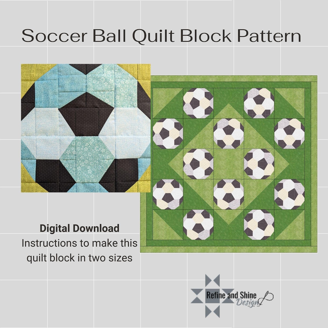 Soccer (football) Quilt Block Pdf Pattern Instant Download - Etsy