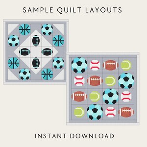 Sports Ball Bundle Quilt Pattern Pack, Set of 12 Quilt Blocks, Instant ...