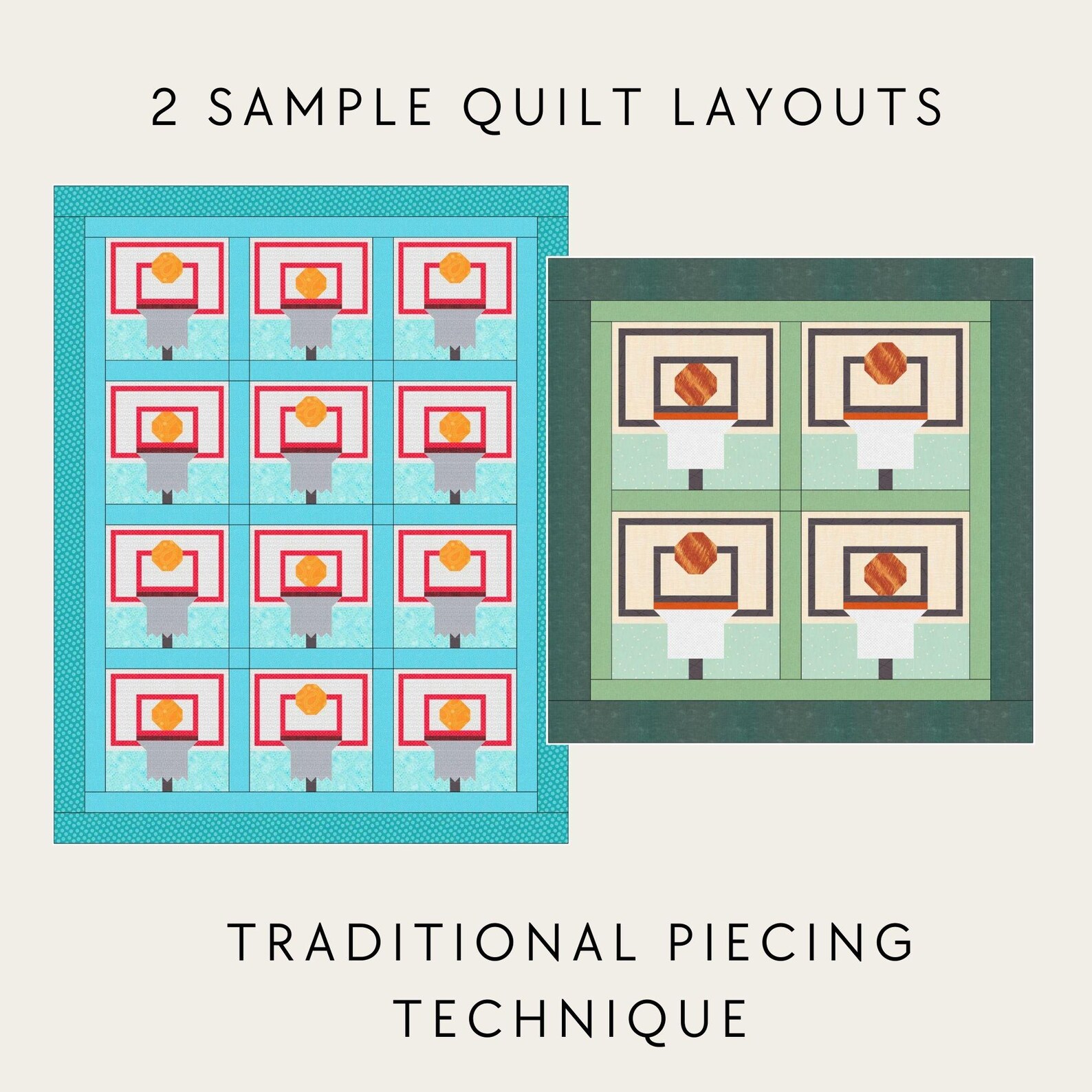 Basketball Hoop Quilt Block PDF Pattern - Etsy