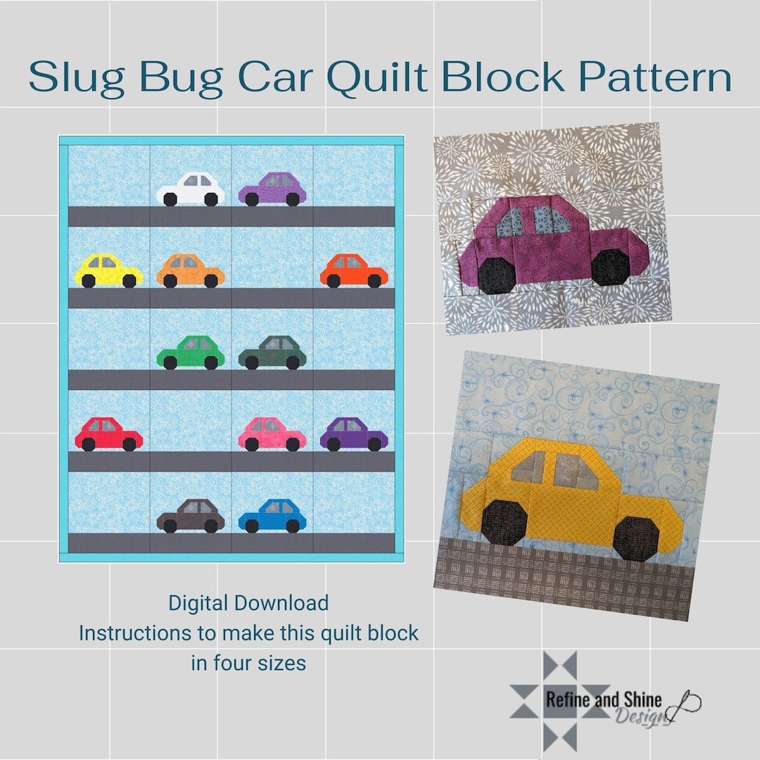 Slug Bug Beetle Car Quilt Block Pdf Pattern - Etsy