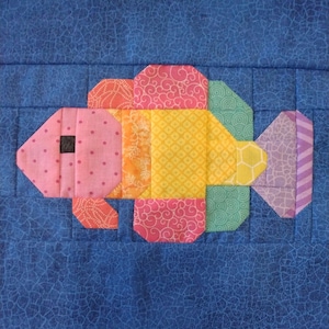 Rainbow Fish Quilt Block Pdf Pattern - Etsy