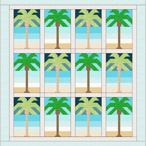 Palm Tree Ocean Quilt Block Pdf Pattern - Etsy