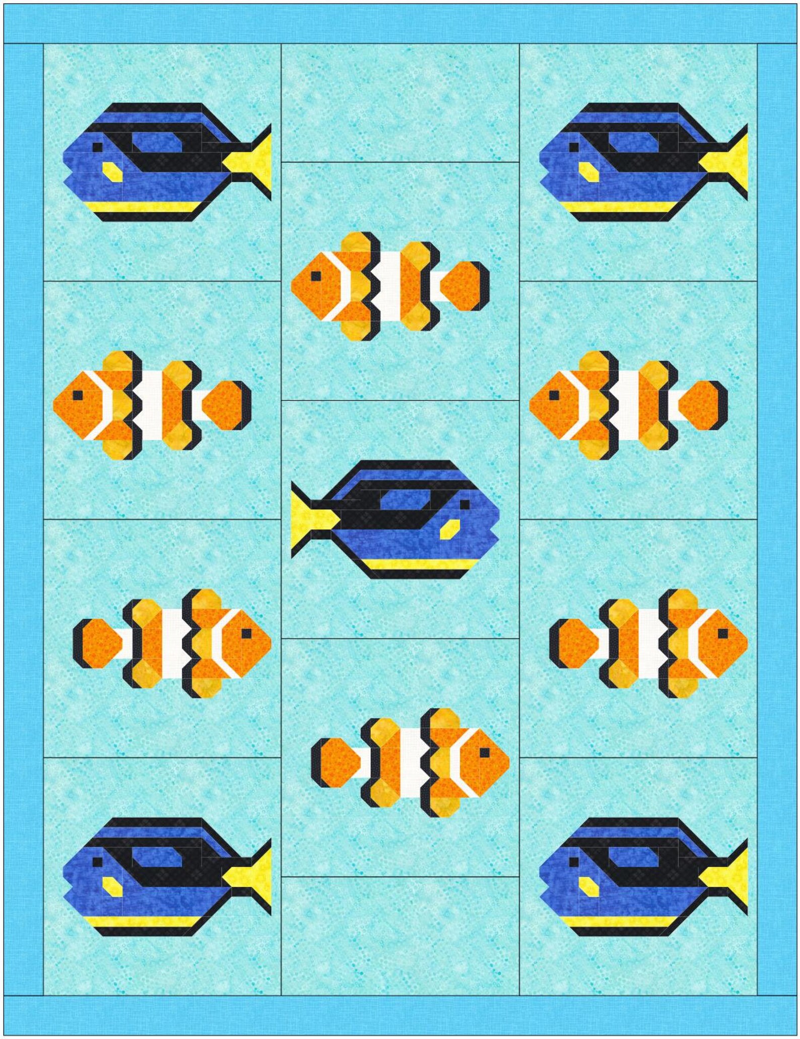 Sea Life Sampler Quilt Pattern Pack Pdf Set of 9 Fish and Ocean ...