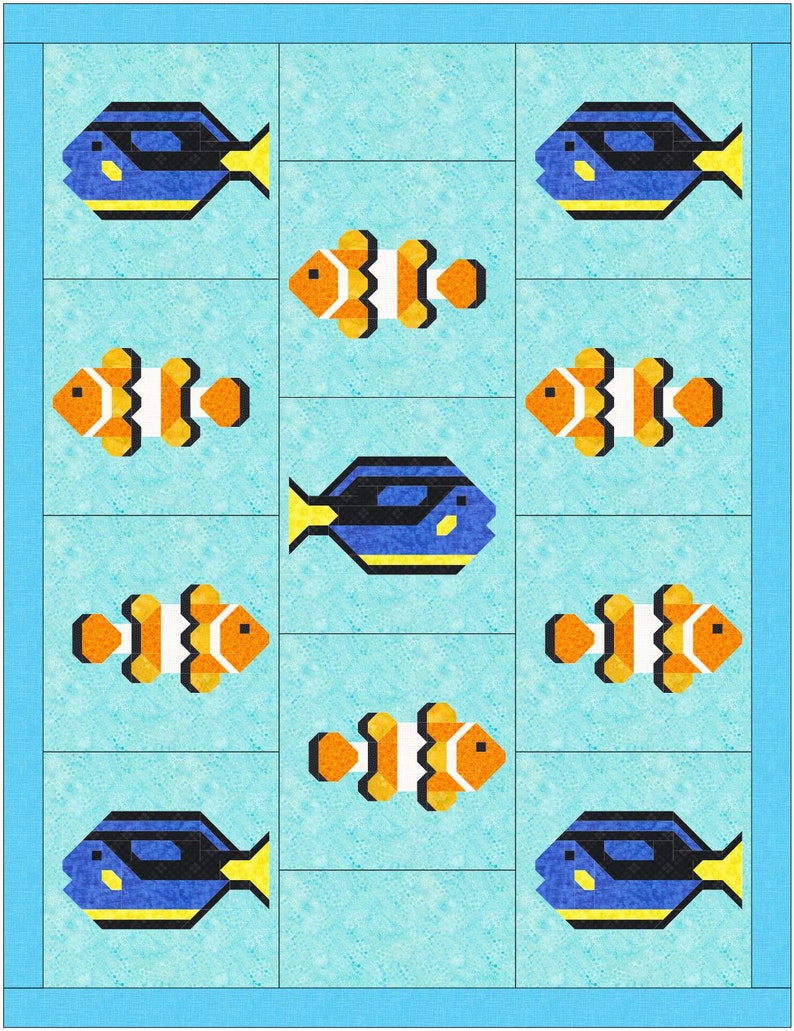 Sea Life Sampler Quilt Pattern Pack Pdf Set of 9 Fish and Ocean ...