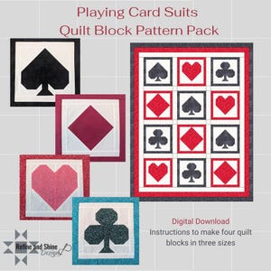 Playing Card Suits Quilt Pattern Pack, Instant Download for Club ...