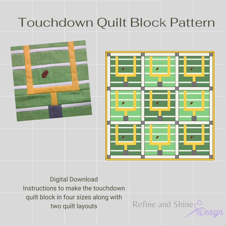 Football Touchdown Quilt Block PDF Pattern - Etsy