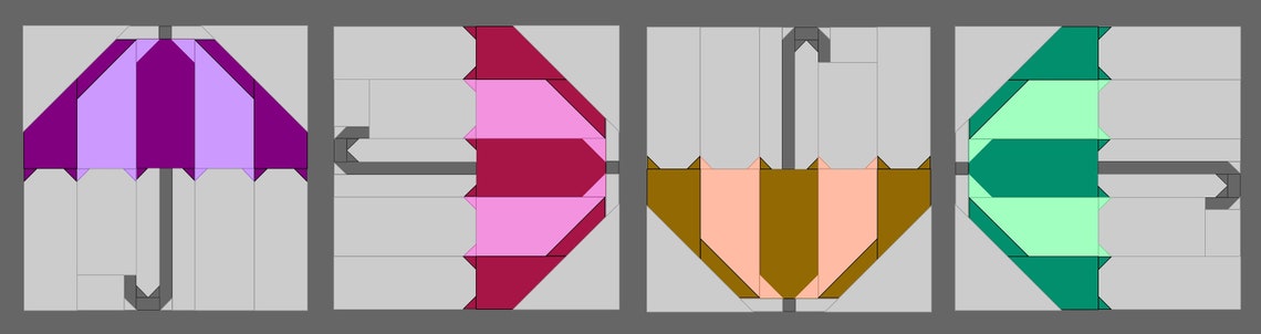Rainy Day Umbrella Quilt Block PDF Pattern | Etsy