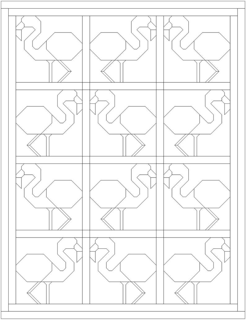 Flamingo Quilt Block Pdf Pattern - Etsy