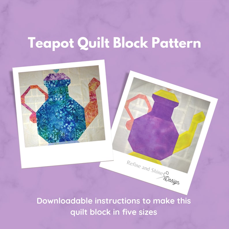 Teapot Quilt Block Downloadable PDF Pattern - Etsy