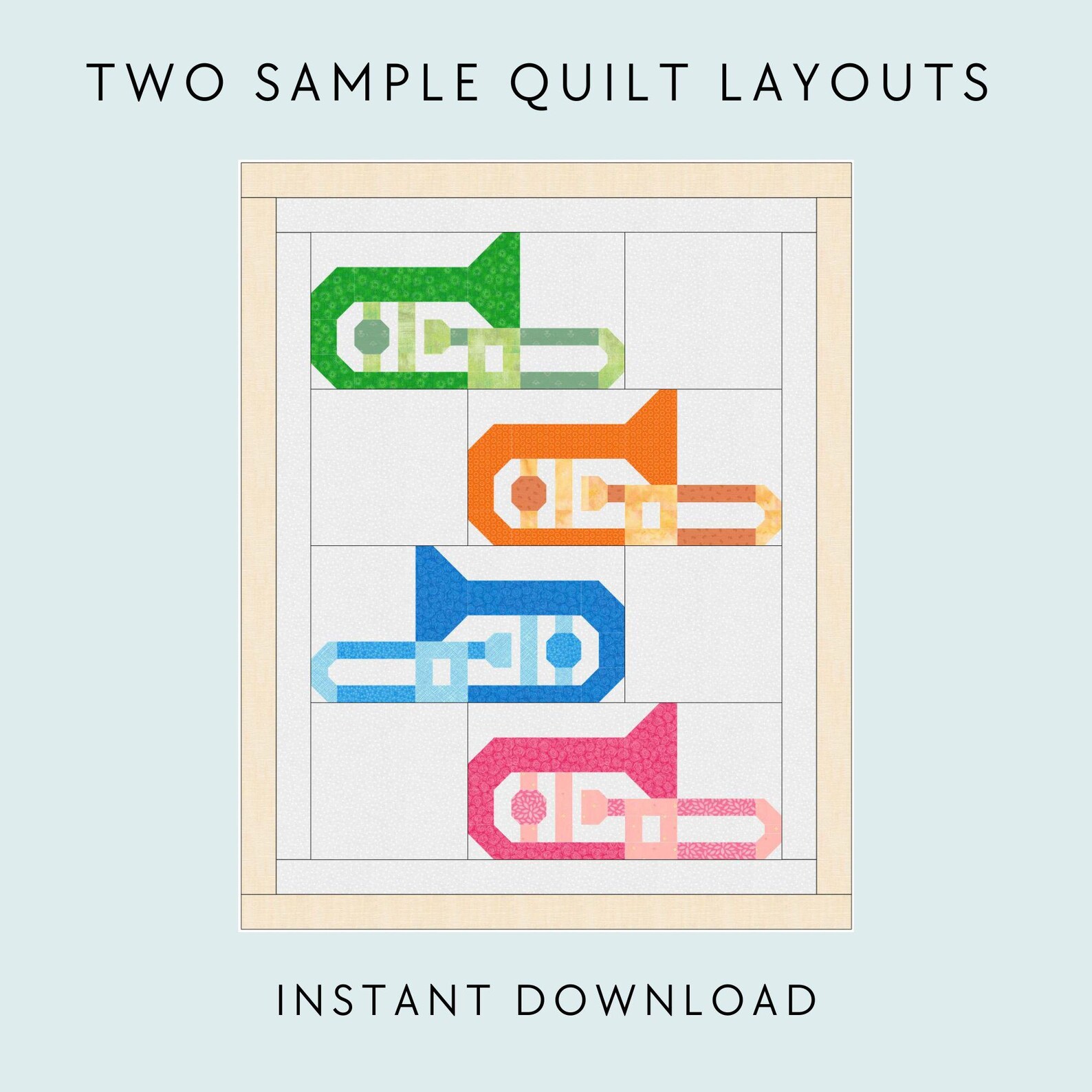 Trombone Quilt Block PDF Pattern Musical Instrument Instant Download - Etsy