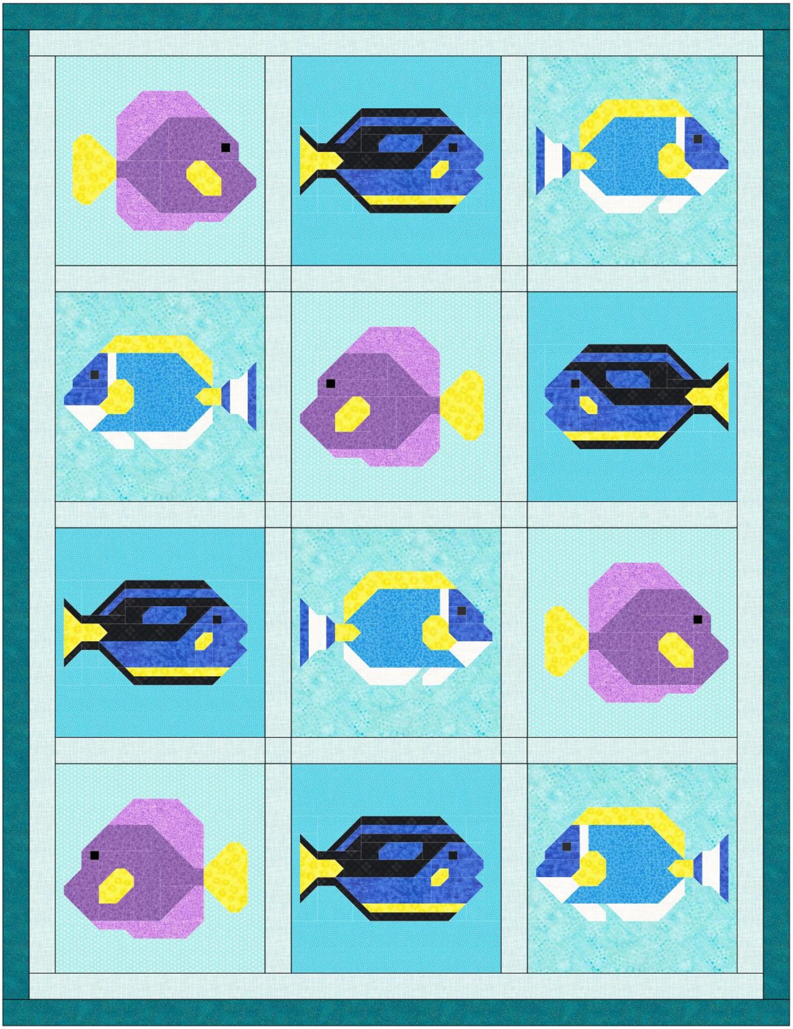 Tang Trio Quilt Block Bundle Pdf Fish Quilt Block Patterns - Etsy