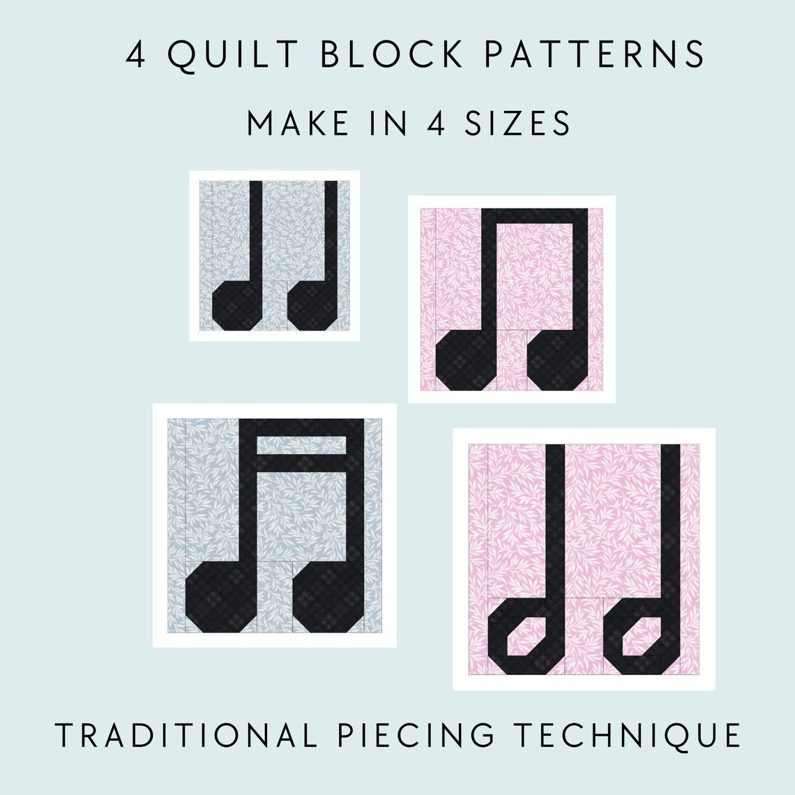 Music Note Quilt Block Pdf Pattern - Etsy