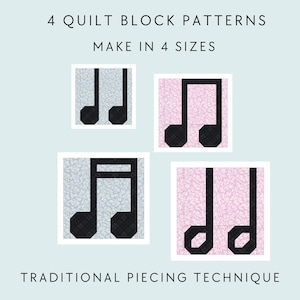 Music Note Quilt Block Pdf Pattern - Etsy