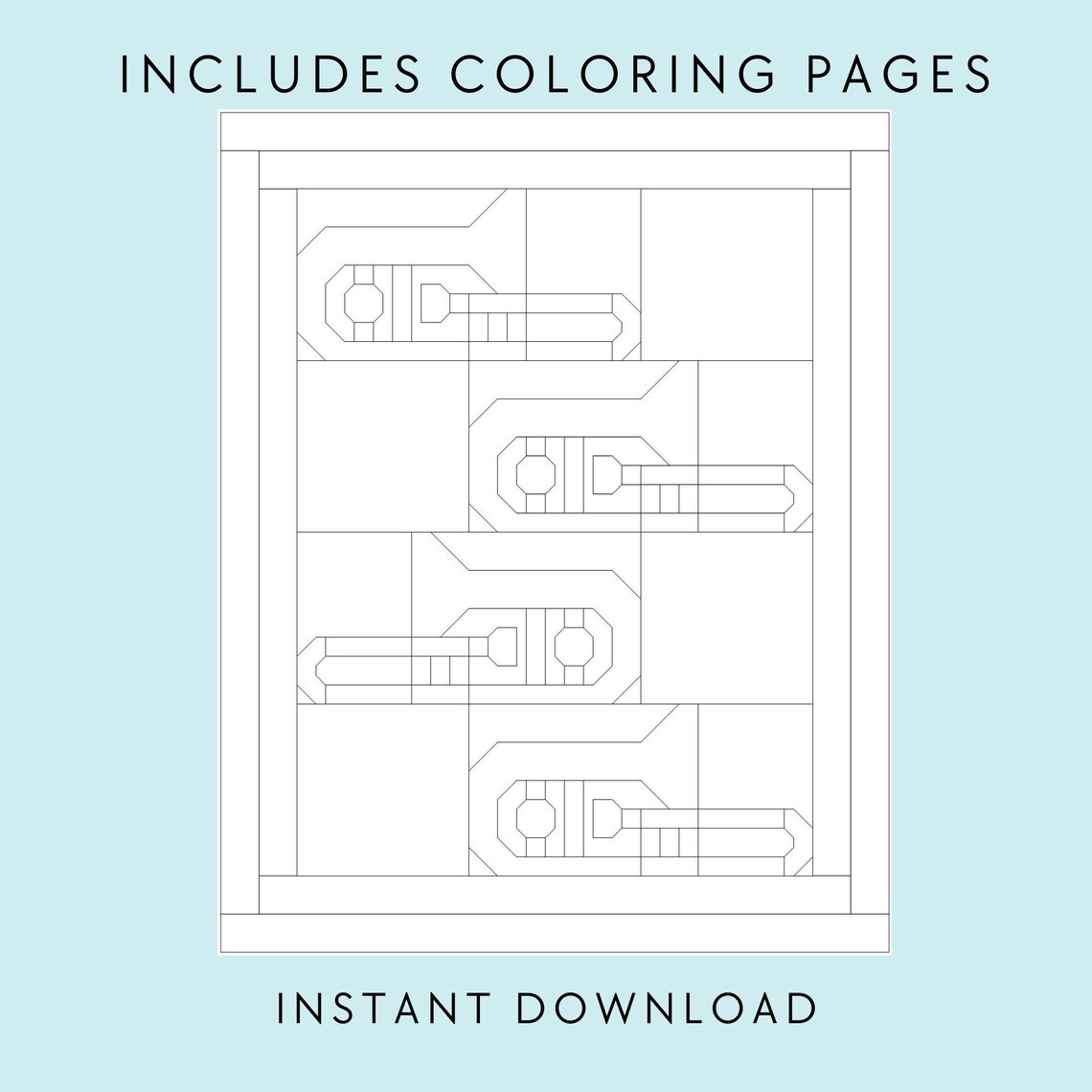 Trombone Quilt Block PDF Pattern Musical Instrument Instant Download - Etsy