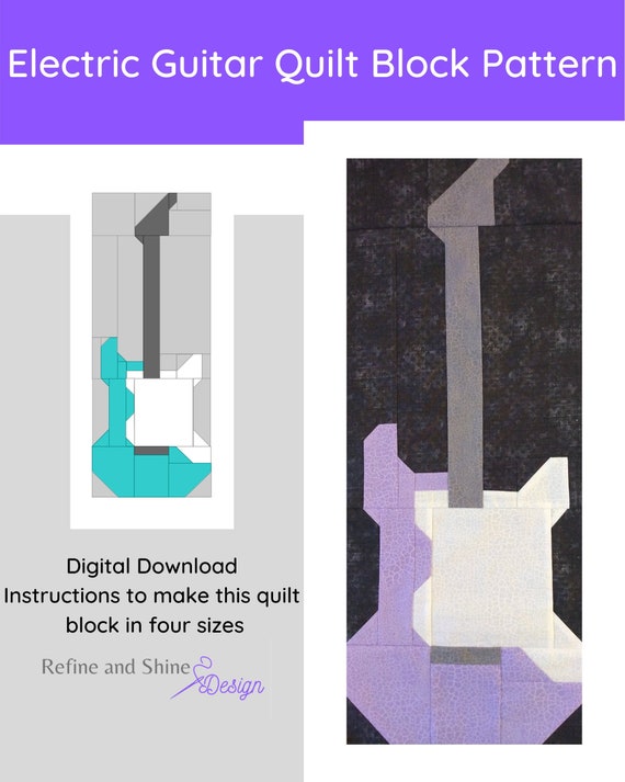 Electric Guitar Quilt Block PDF Pattern | Etsy