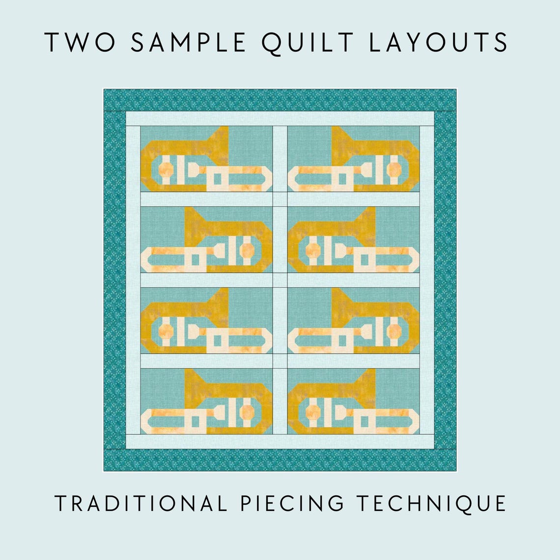 Trombone Quilt Block PDF Pattern Musical Instrument Instant Download - Etsy