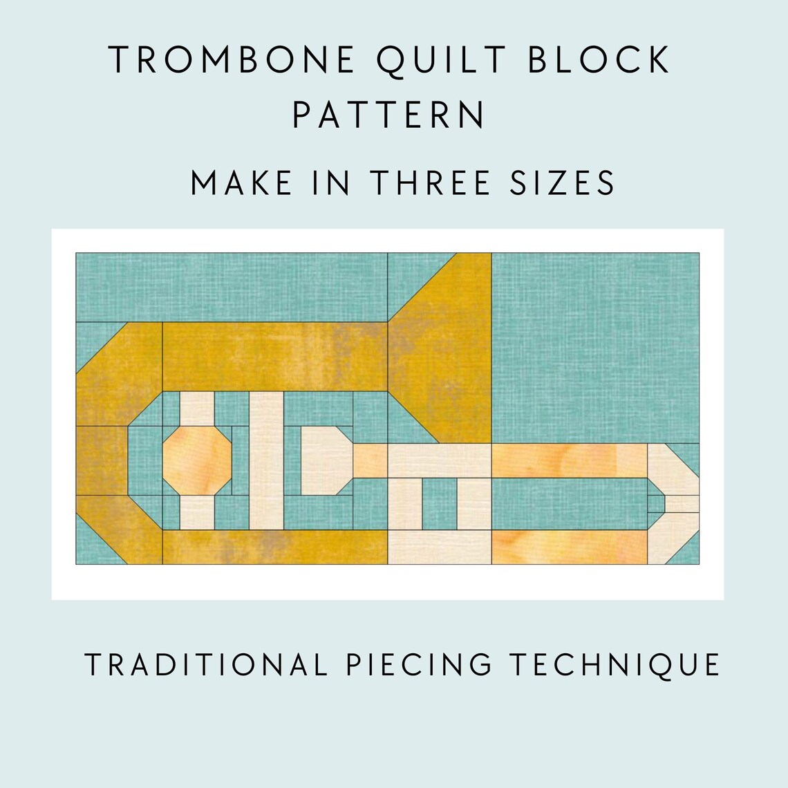 Trombone Quilt Block PDF Pattern Musical Instrument Instant Download - Etsy