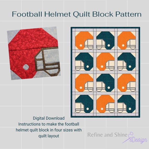 Football Helmet Quilt Block PDF Pattern - Etsy