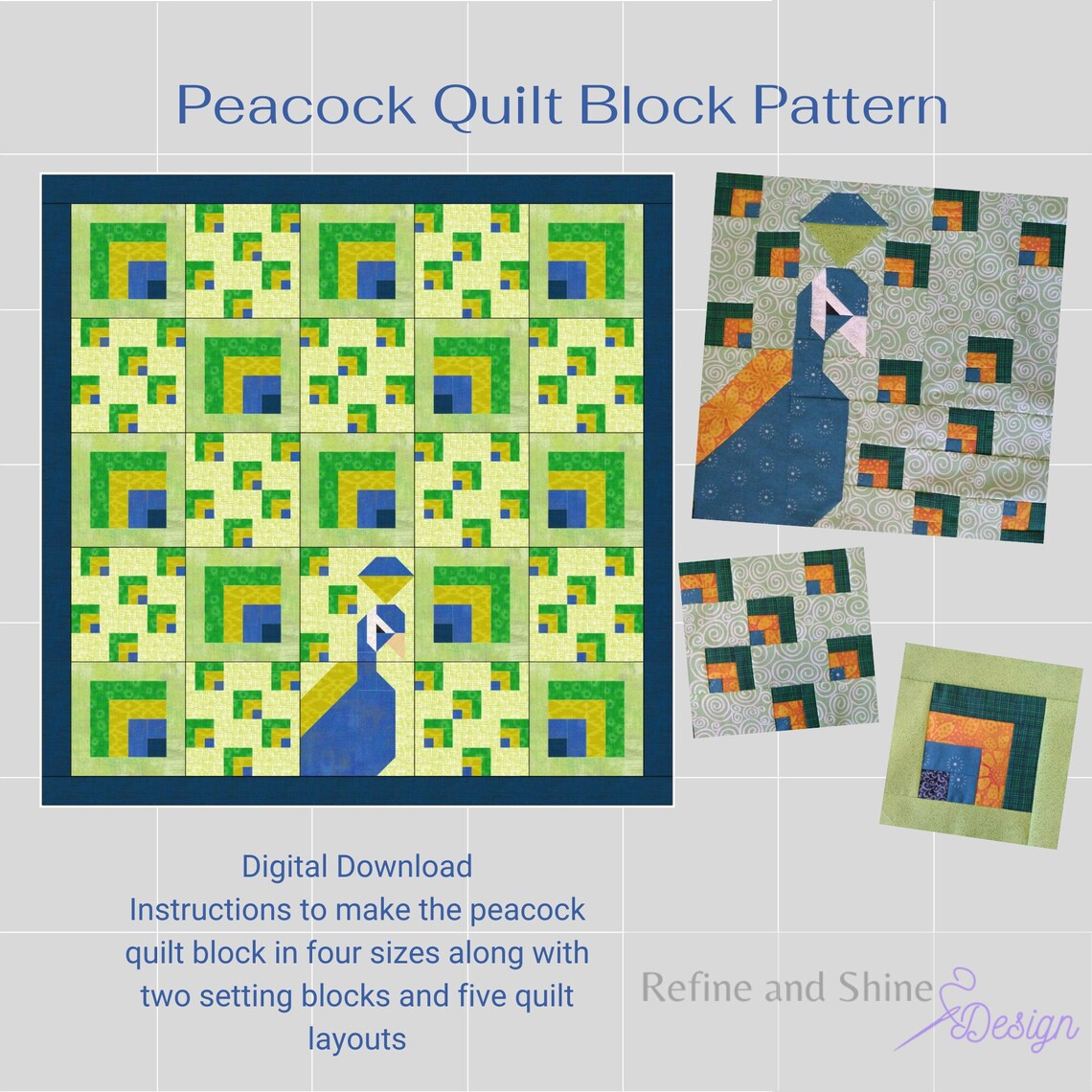 Peacock Quilt Block Pdf Pattern - Etsy
