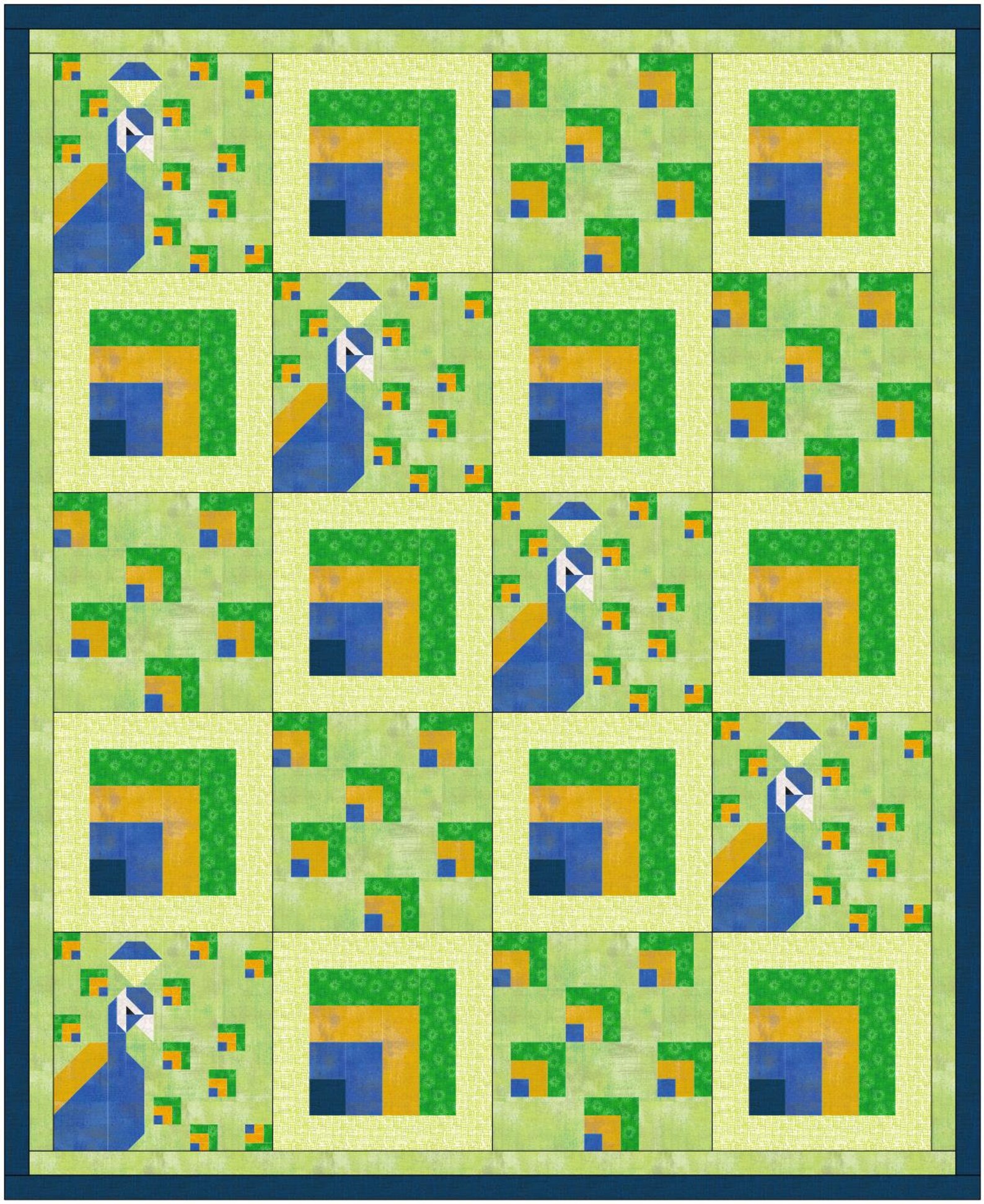 Peacock Quilt Block Pdf Pattern - Etsy