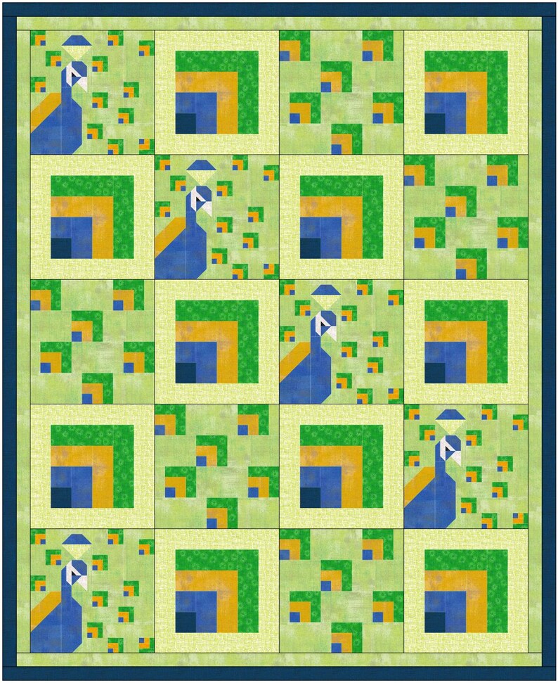Peacock Quilt Block Pdf Pattern Etsy