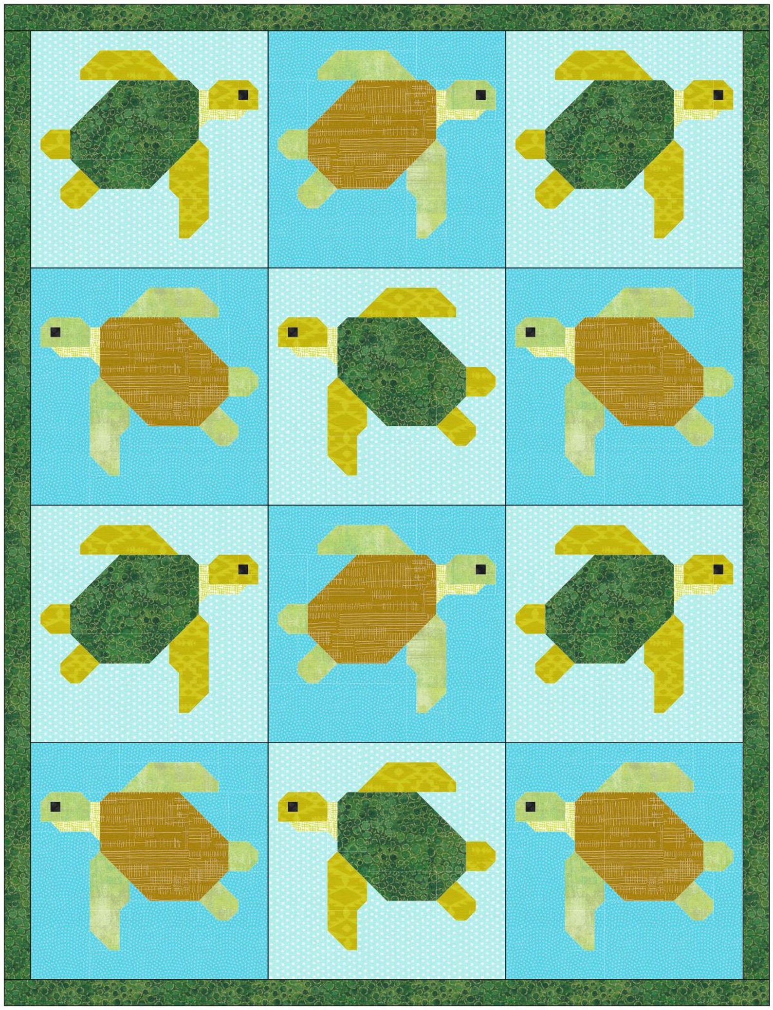 Sea Turtle Quilt Block Pdf Pattern - Etsy