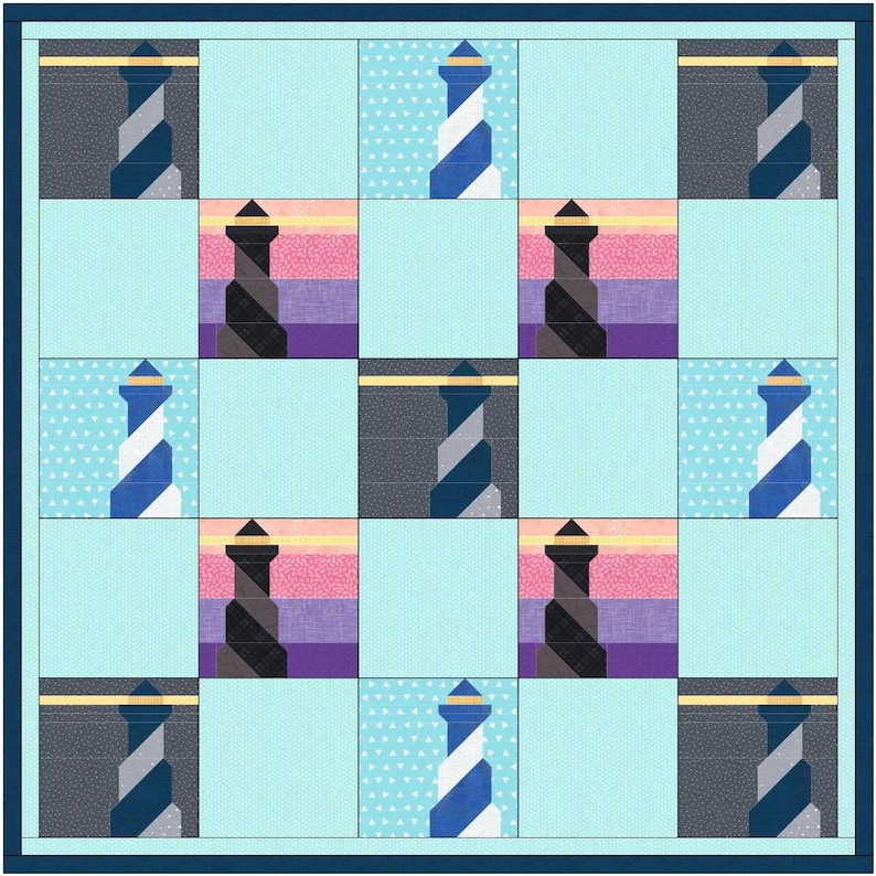 Lighthouse Quilt Block Pdf Pattern - Etsy