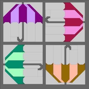 Rainy Day Umbrella Quilt Block PDF Pattern | Etsy