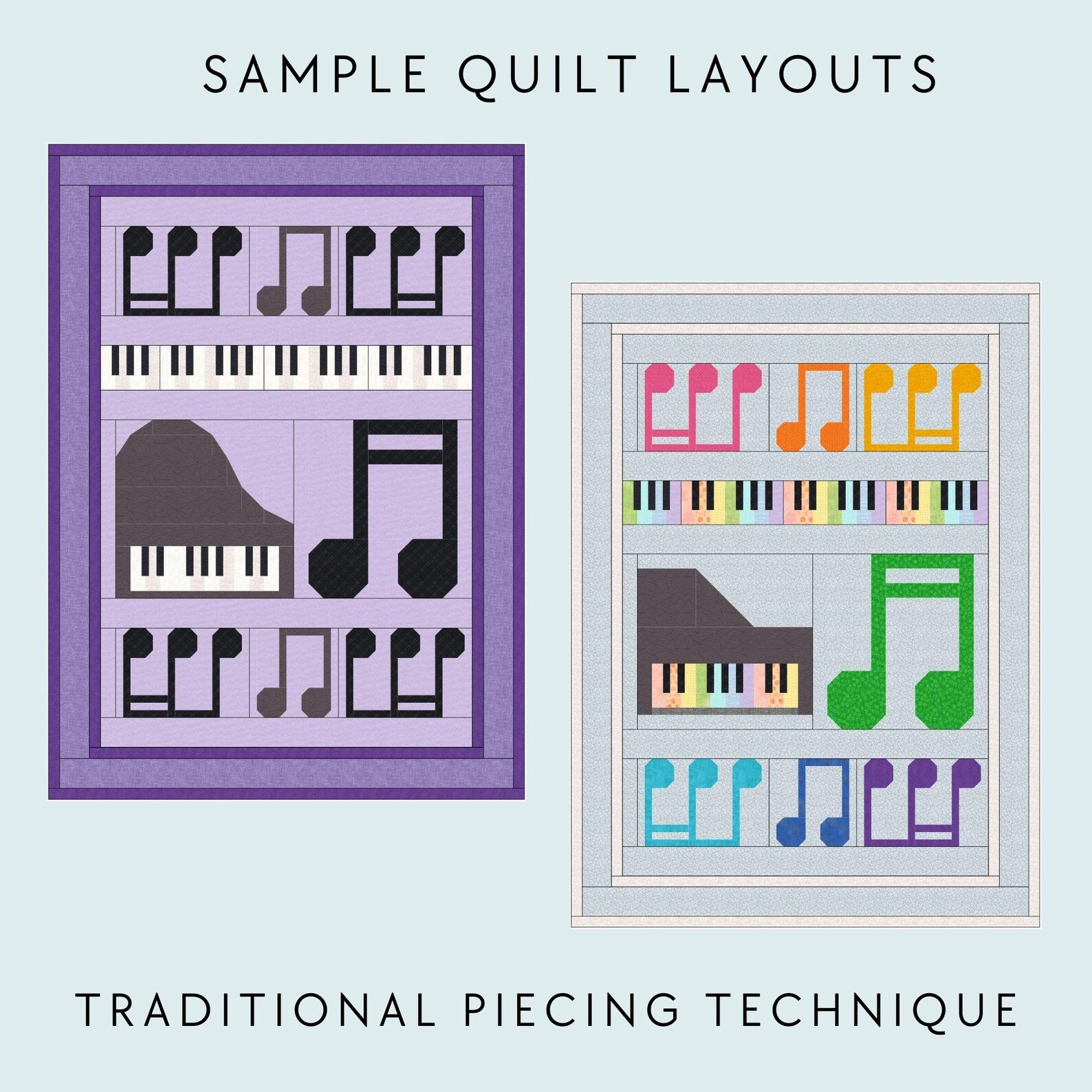 Piano and Music Note Quilt Pattern Pack - Etsy