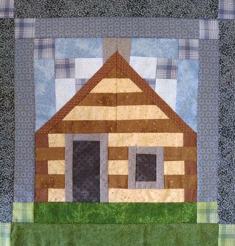 Log Cabin House Quilt Block PDF Pattern - Etsy
