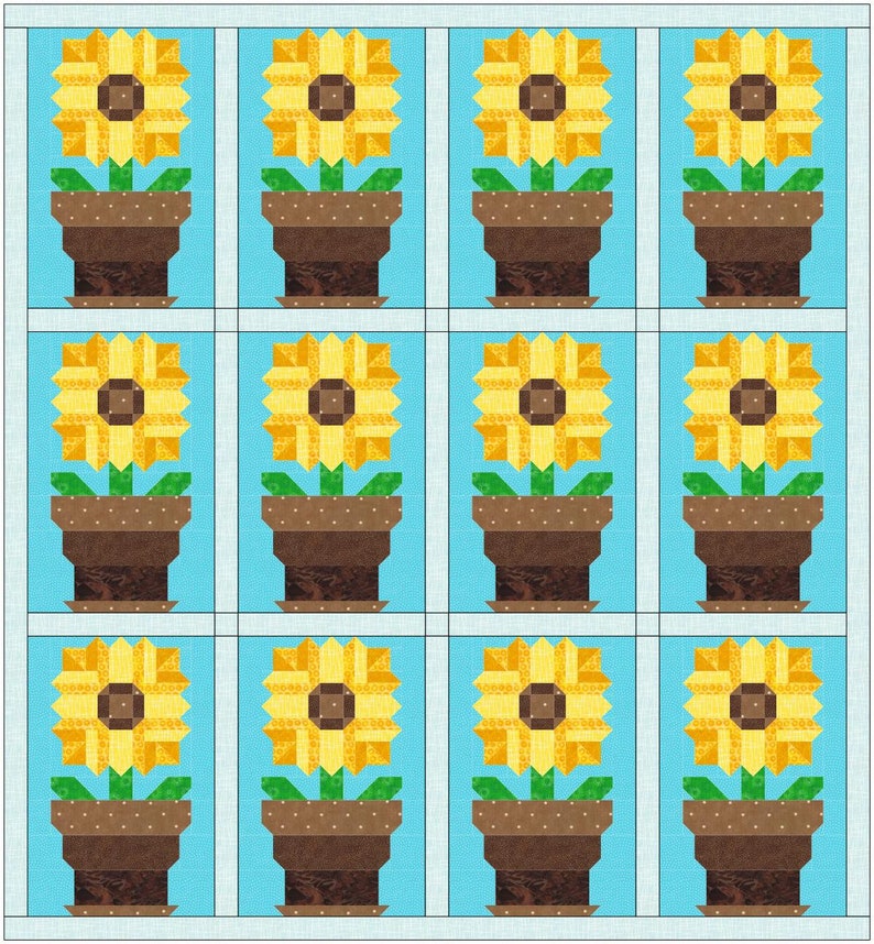 Sunflower Quilt Block Pdf Pattern - Etsy