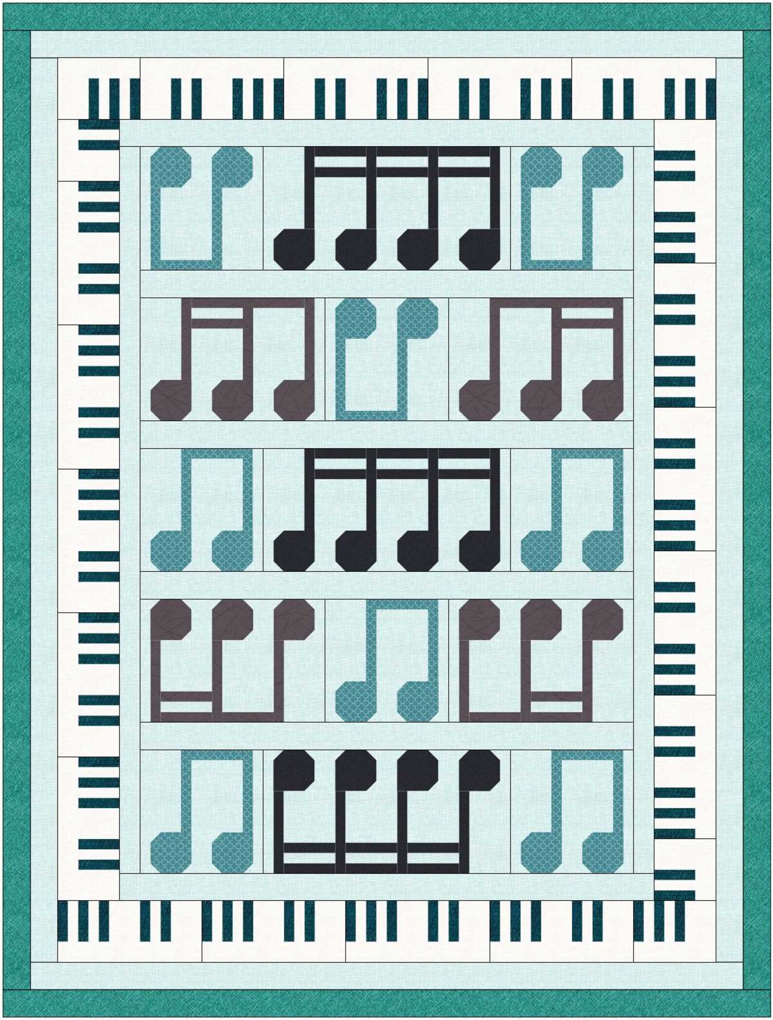 Piano and Music Note Quilt Pattern Pack - Etsy
